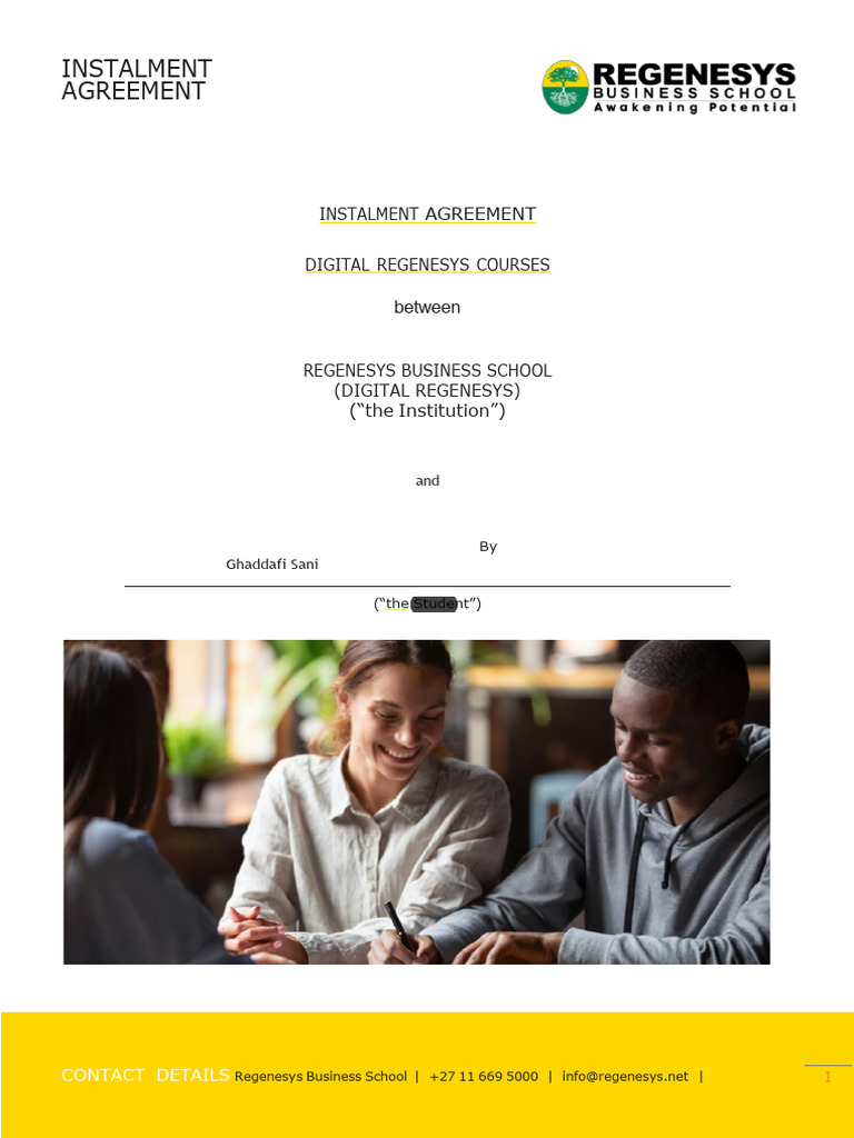 DR- Installment Agreement Word Doc | PDF | Indemnity | Justice