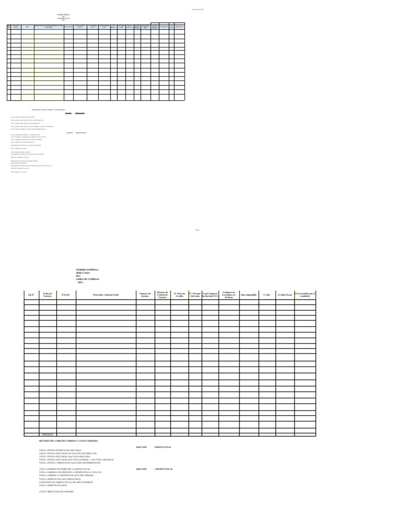 Formatos Libros de Ventas y Compras | PDF | Factura | Impuesto al valor agregado