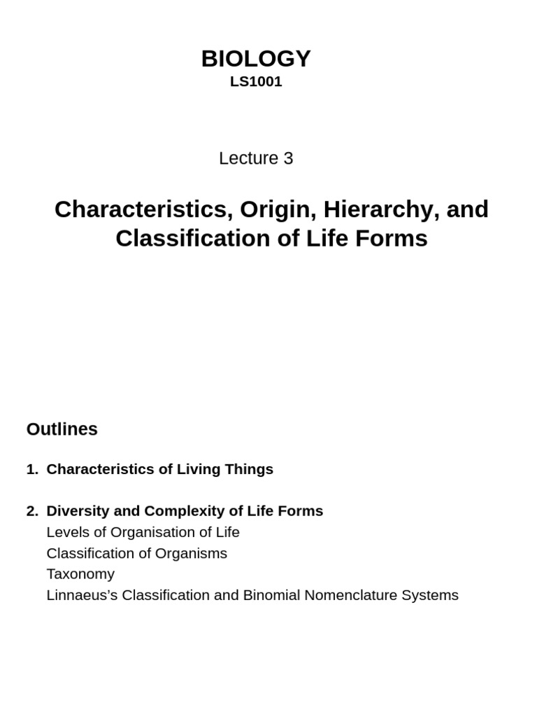 Characteristics and Classification of Life | PDF | Model Organism ...