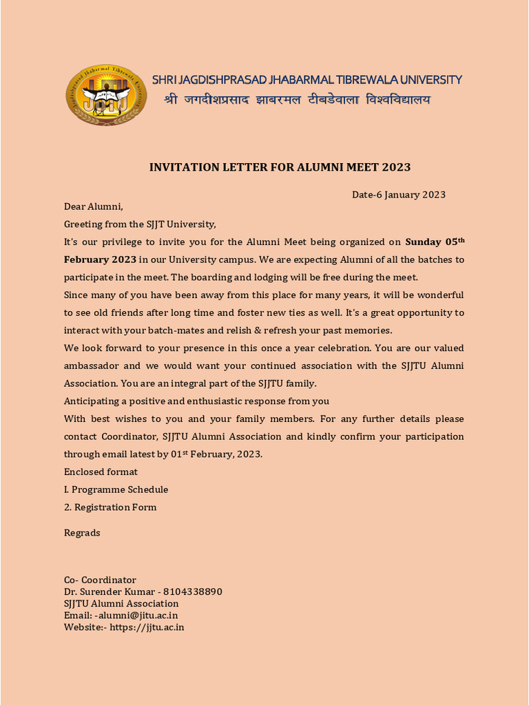 Alumni Meet Invitation 2023 | PDF