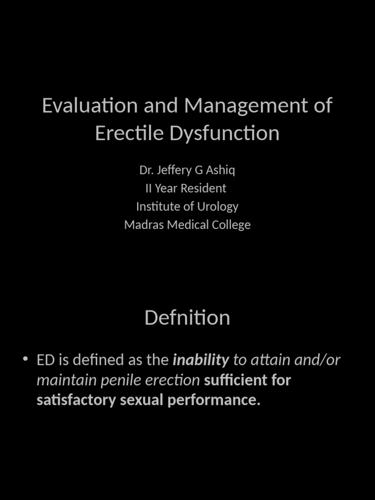Evaluation and Management of Erectile Dysfunction | PDF | Testosterone ...