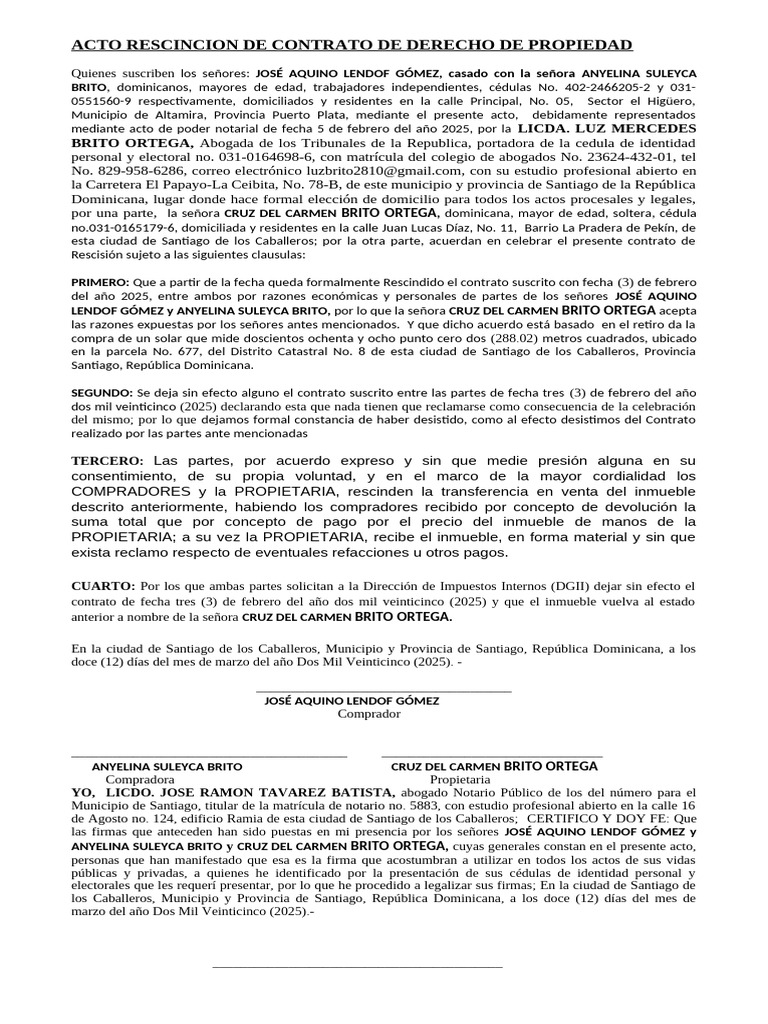 Acto de Desistimiento de Derecho de Propiedad Jose-Nego 2 | PDF