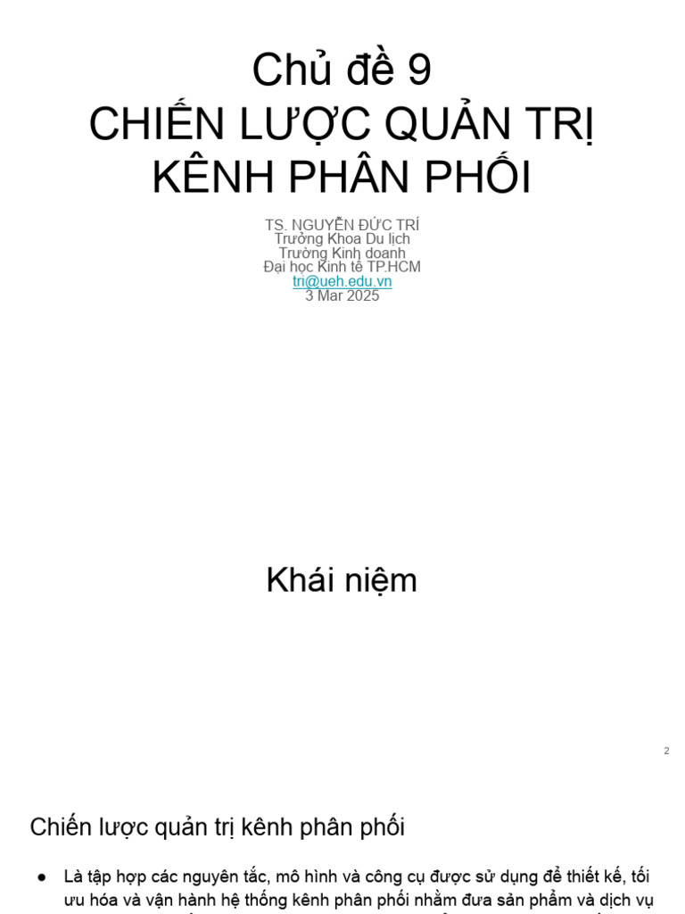 Slide_C9 CHIẾN LƯỢC QUẢN TRỊ KÊNH PHÂN PHỐI (1) | PDF