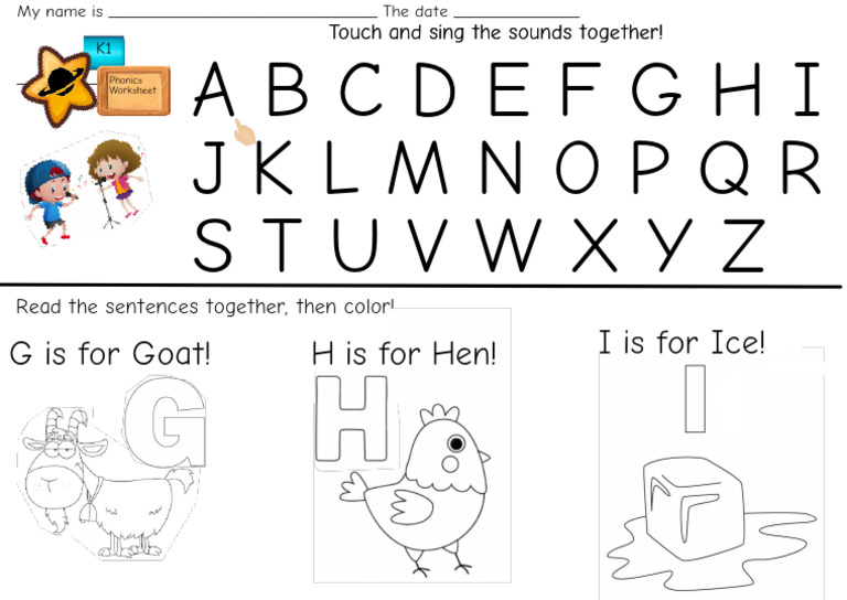 03 K1 Phonics April Wk1 - PG 3 - (GHI Phonics, Finger Writing) | PDF