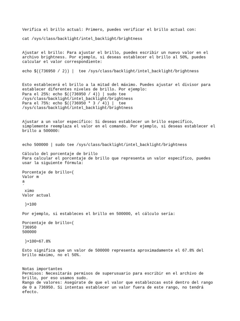 Ajustar Brillo Pantalla Laptop en Linux Debian | PDF