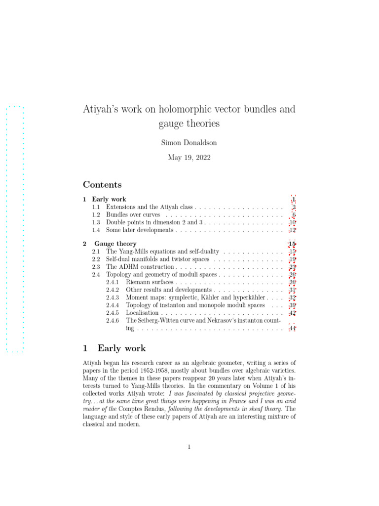 Holomorphic Vector Bundles and Gauge Theories | PDF | Differential ...
