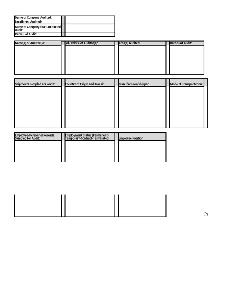 CTPAT Job Aid - Internal Audit Sample - October 2021 | PDF | Computer Security | Security