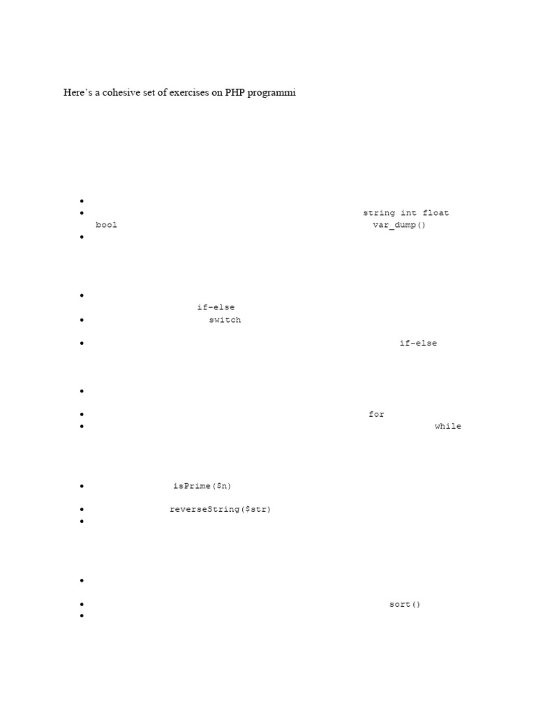 Exercices On Php Programming Language Pdf Php Control Flow 8624