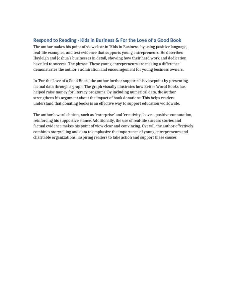 Respond To Reading Full Story | PDF