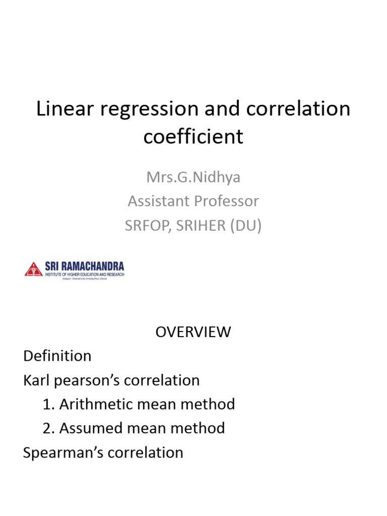 Correlation Co Efficient and Regression Analysis (Autosaved) | PDF | Spearman's Rank Correlation ...