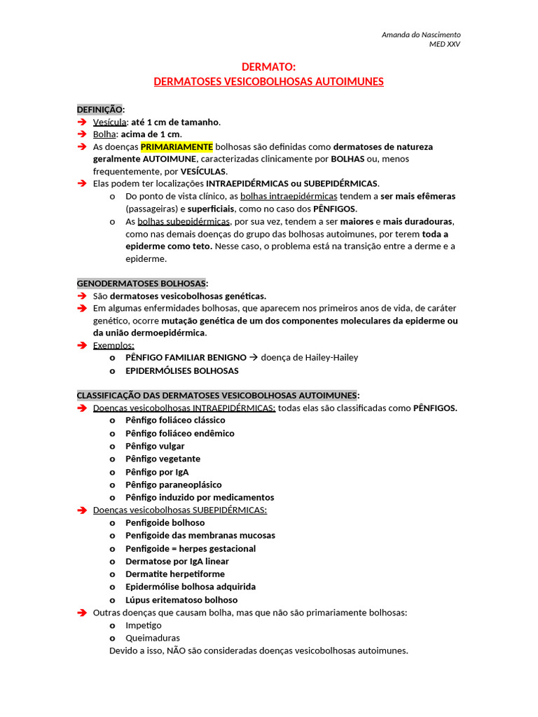 Dermatoses Vesicobolhosas Autoimunes | PDF | Anticorpo | Pele