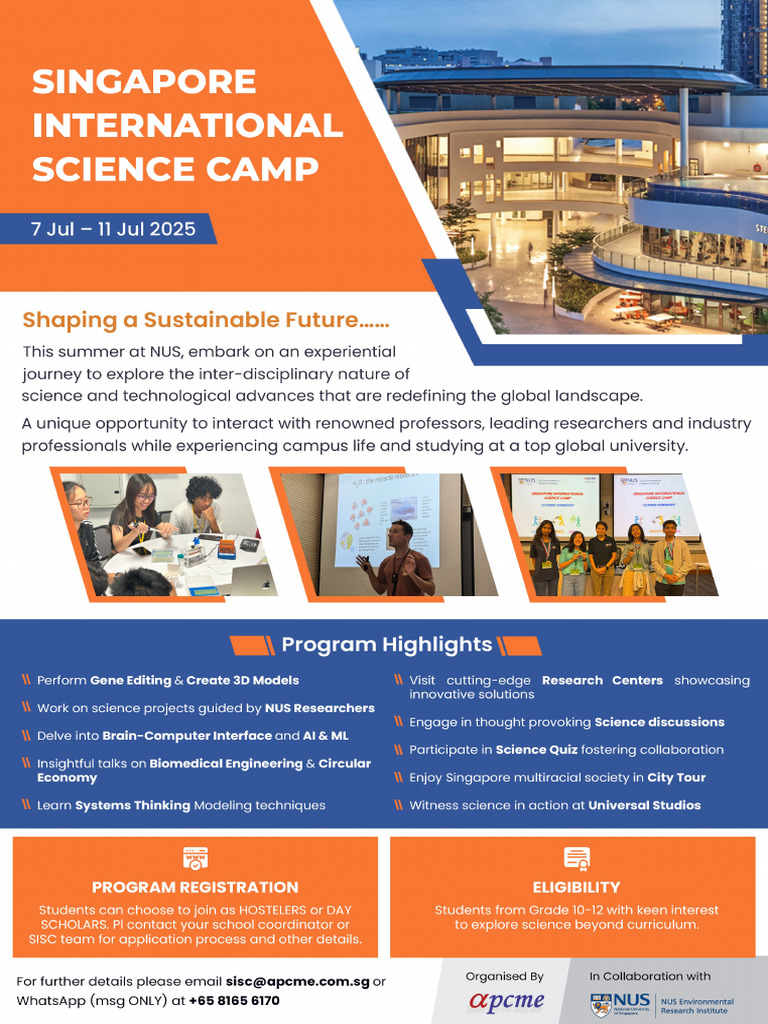 Singapore International Science Camp - July 2025 | PDF