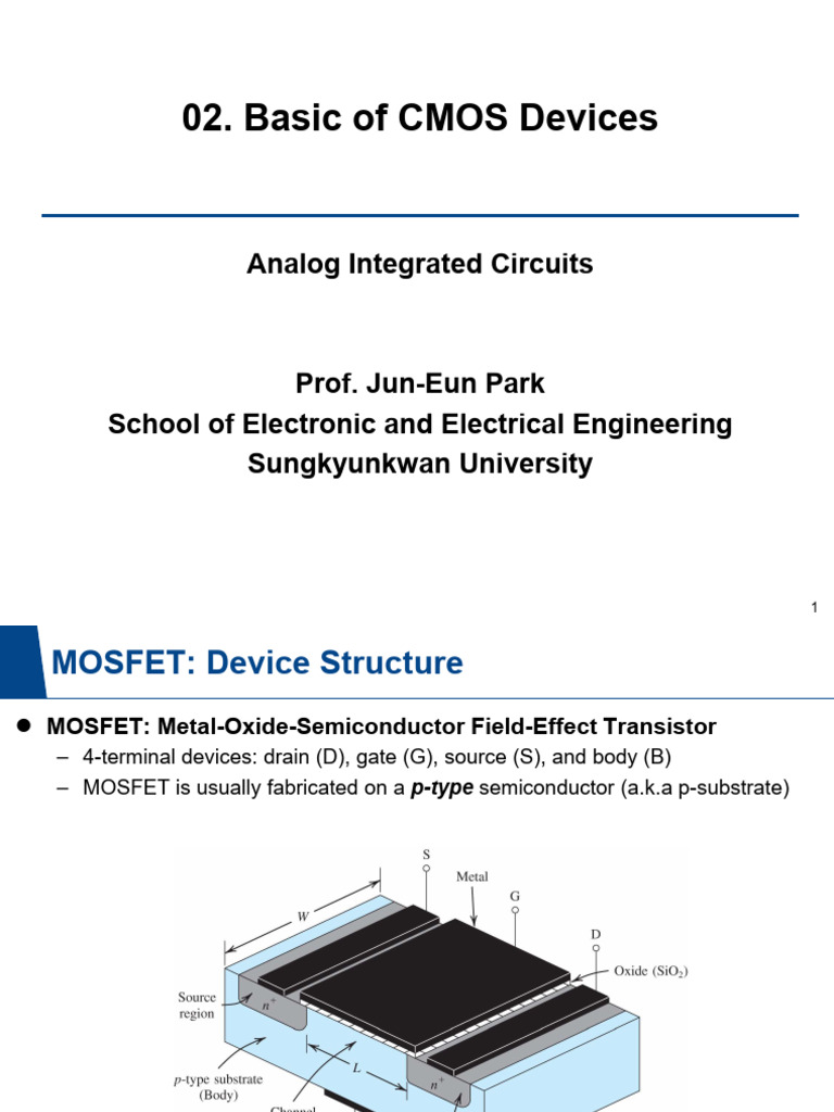 Skku Analogic 02 Cmos Models | PDF | Mosfet | Cmos