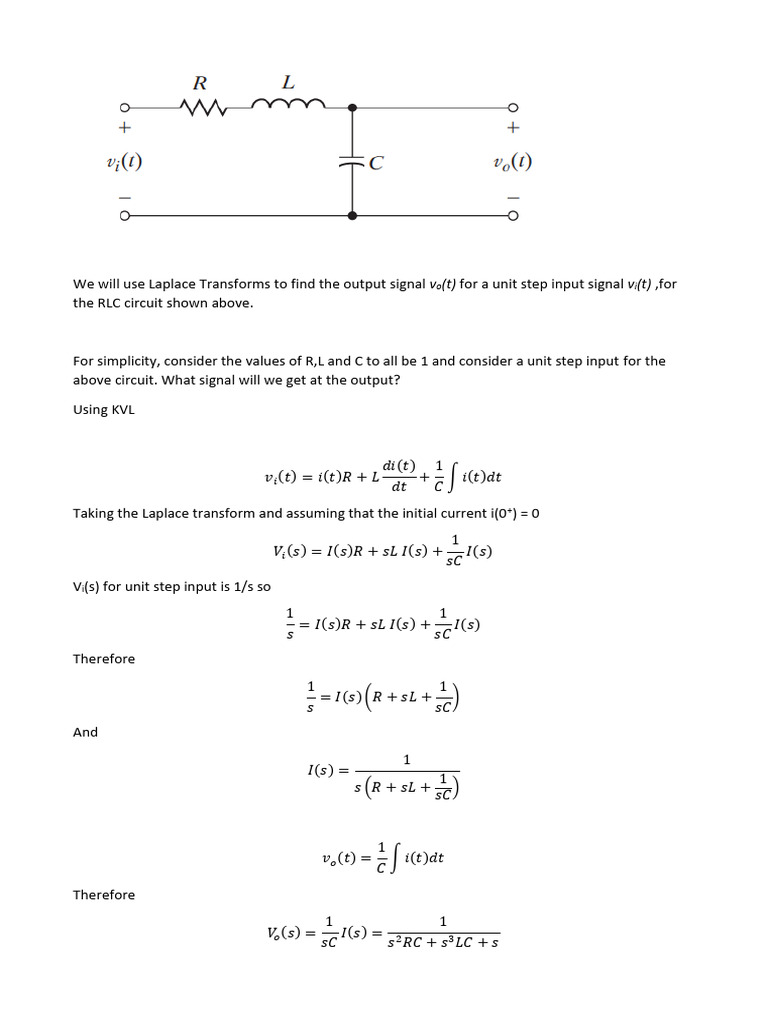 Laplace Transform Analysis of A Second Order Electrical System | PDF | Signal Processing ...
