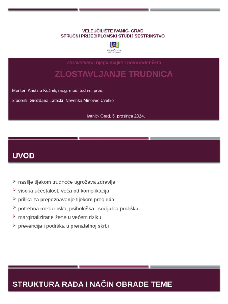 Zlostavljanje Trudnica, Latečki, Minovec Cvetko | PDF