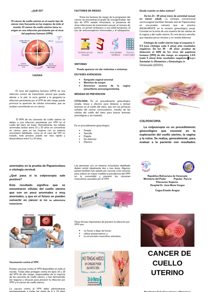 Triptico Cuello Uterino | PDF | Cáncer de cuello uterino | Inmunología