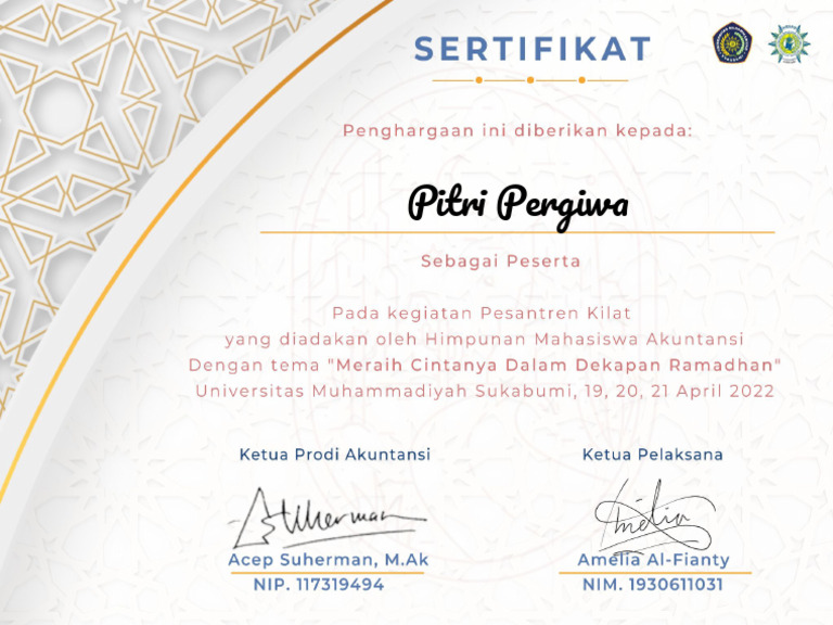 E-Sertifikat - Pitri Pergiwa | PDF