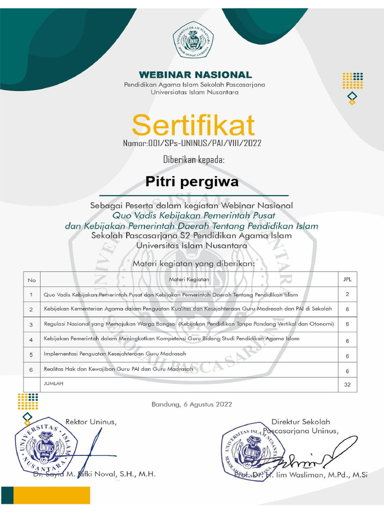 Sertifikat - Pitri Pergiwa | PDF
