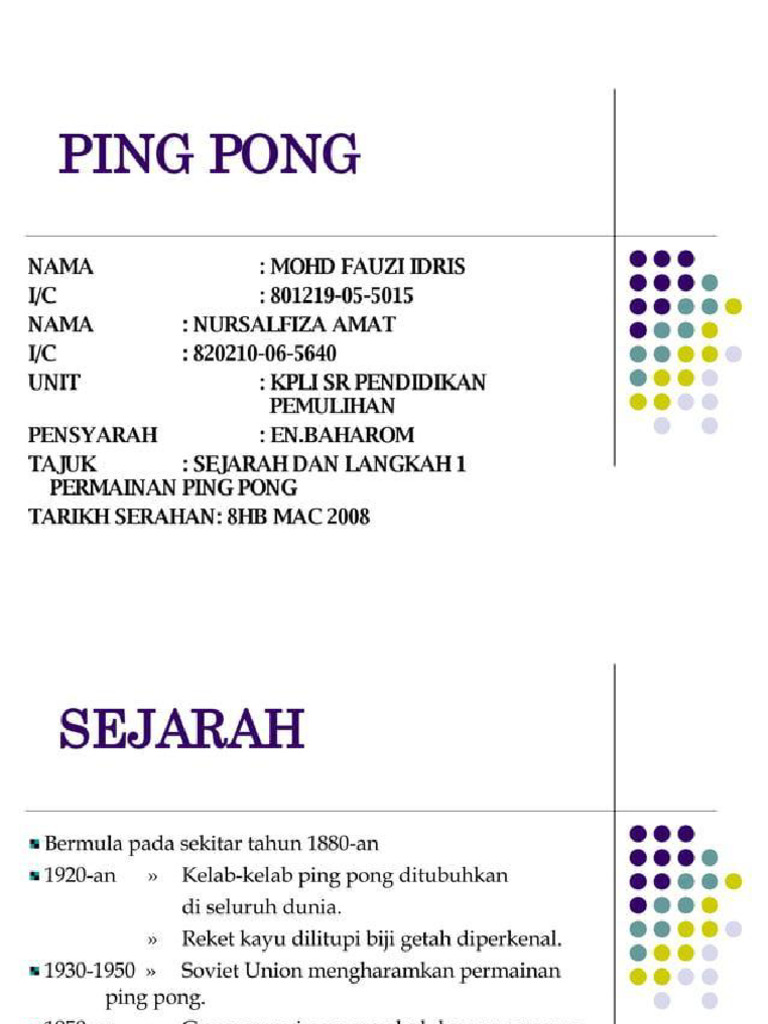 Sejarah Sukan Ping Pong | PDF