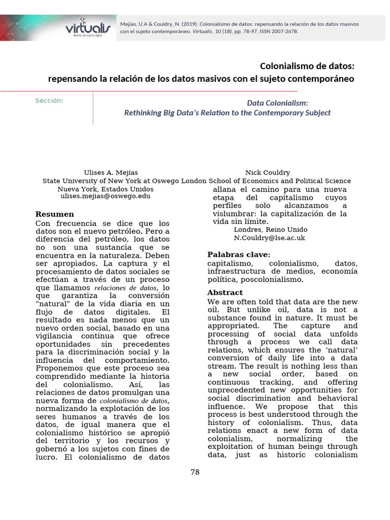 Colonialismo Digital | PDF | Karl Marx | marxismo