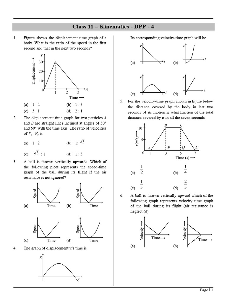 Class 11 Kinematics DPP-4 | PDF | Acceleration | Velocity