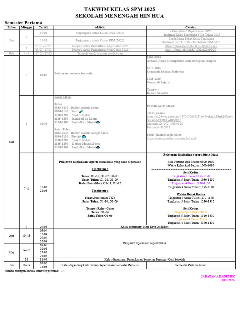 Takwim SPM 2025 | PDF