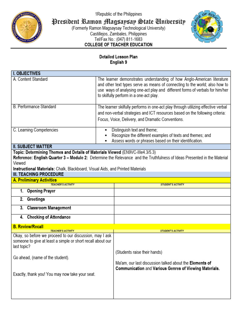 Analyzing Themes in Texts | PDF | Lesson Plan | Human Communication