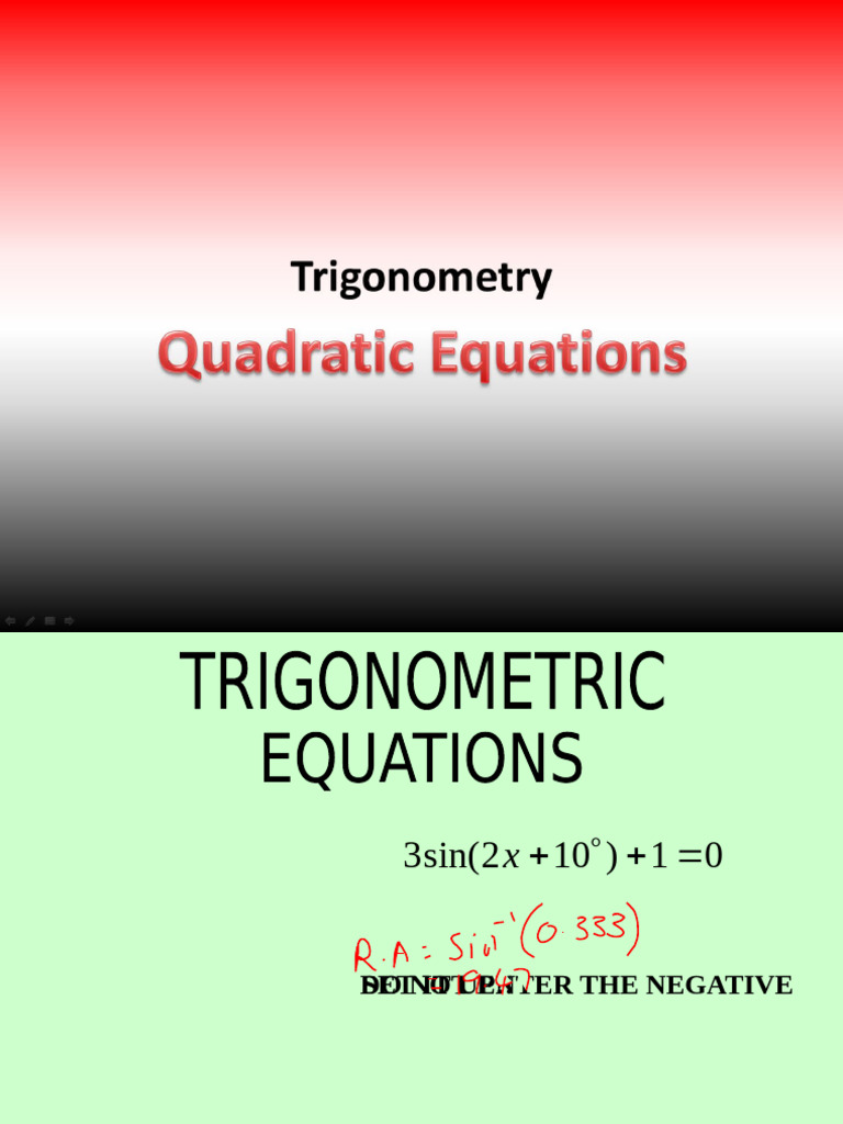 Trigonometric Quadratic Equations | PDF