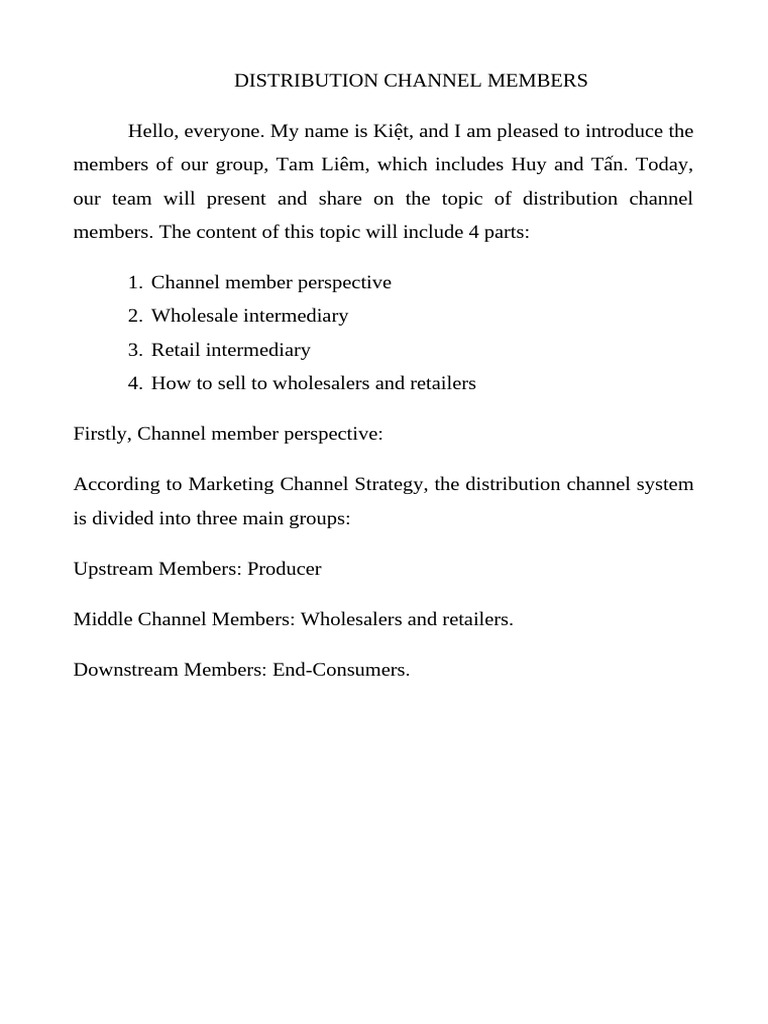 Overview of Distribution Channel Members | PDF | Financial Markets ...