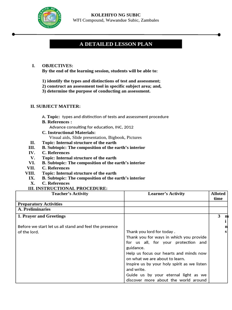 Understanding Assessment in Lesson Plans | PDF | Educational Assessment ...