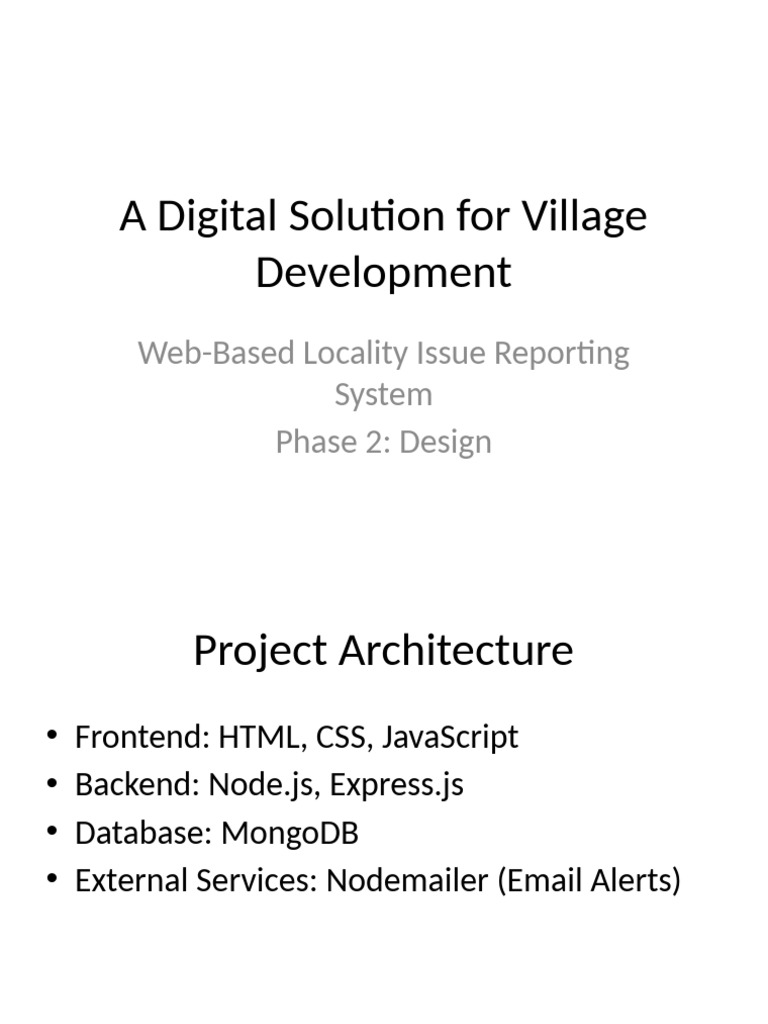 Village Development Project Design | PDF