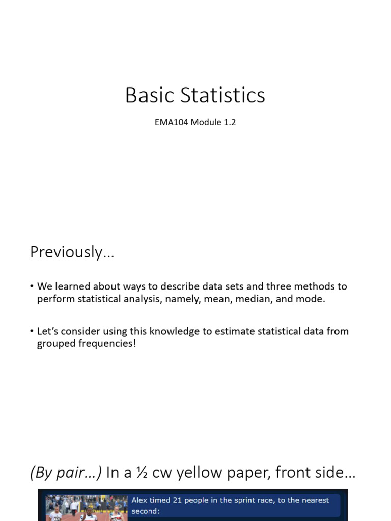 EMA104 Mod 1.2 - Basic Statistics | PDF