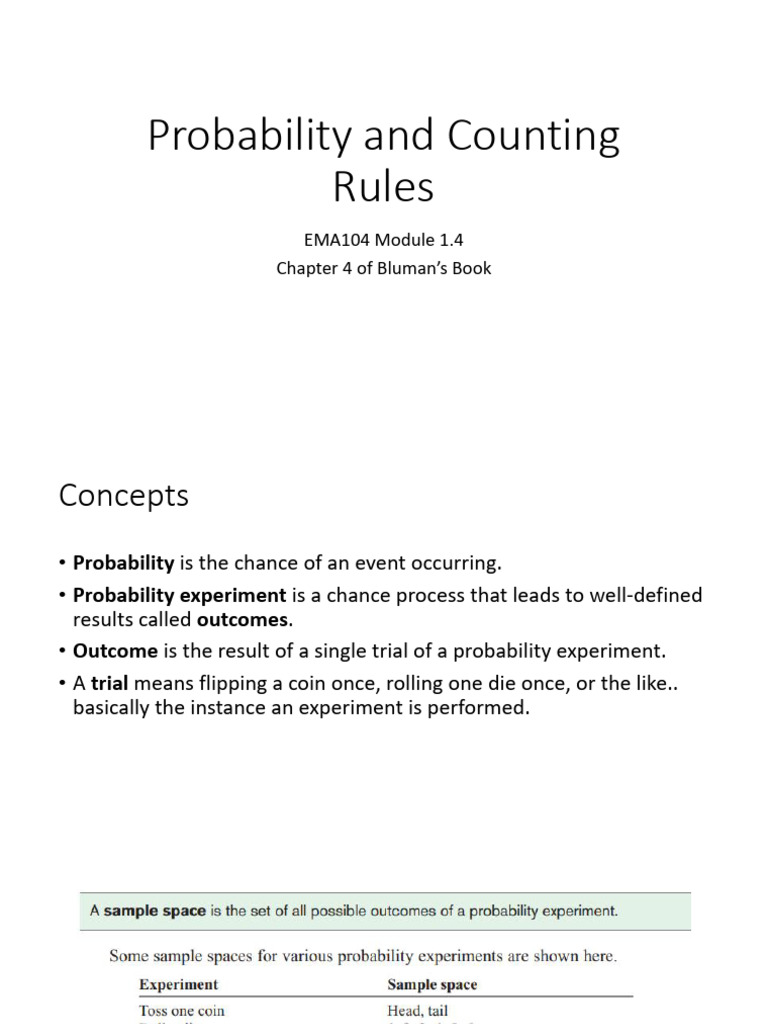 EMA104 Mod 1.4 - Probability and Counting Rules | PDF | Probability ...