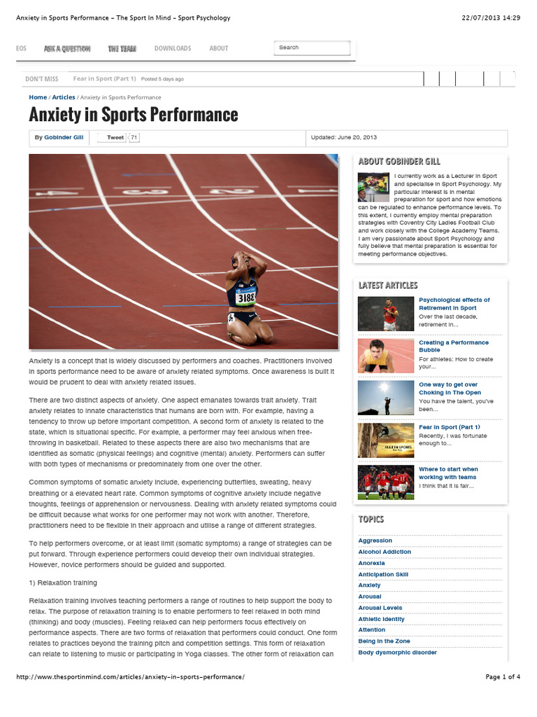anxiety_in_sports_performance_-_ | PDF | Anxiety | Psychology