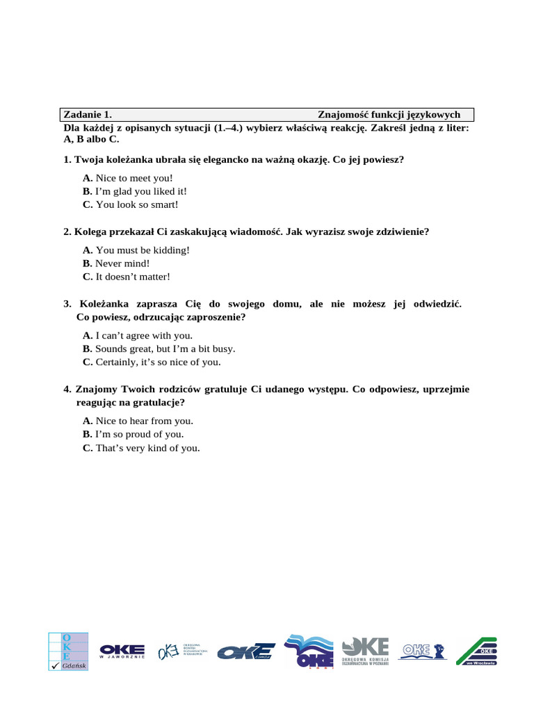 Zestaw zadaÅ egzaminacyjnych - zad.dom.1.docx | PDF