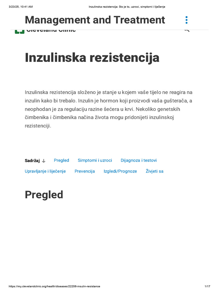 Inzulinska Rezistencija - Što Je To, Uzroci, Simptomi I Liječenje | PDF