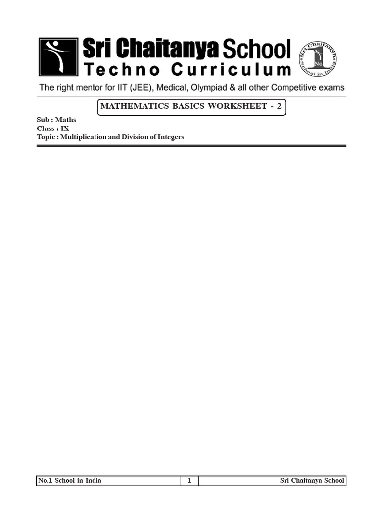 IX Mathematics Basics Work Sheet - 2 | PDF