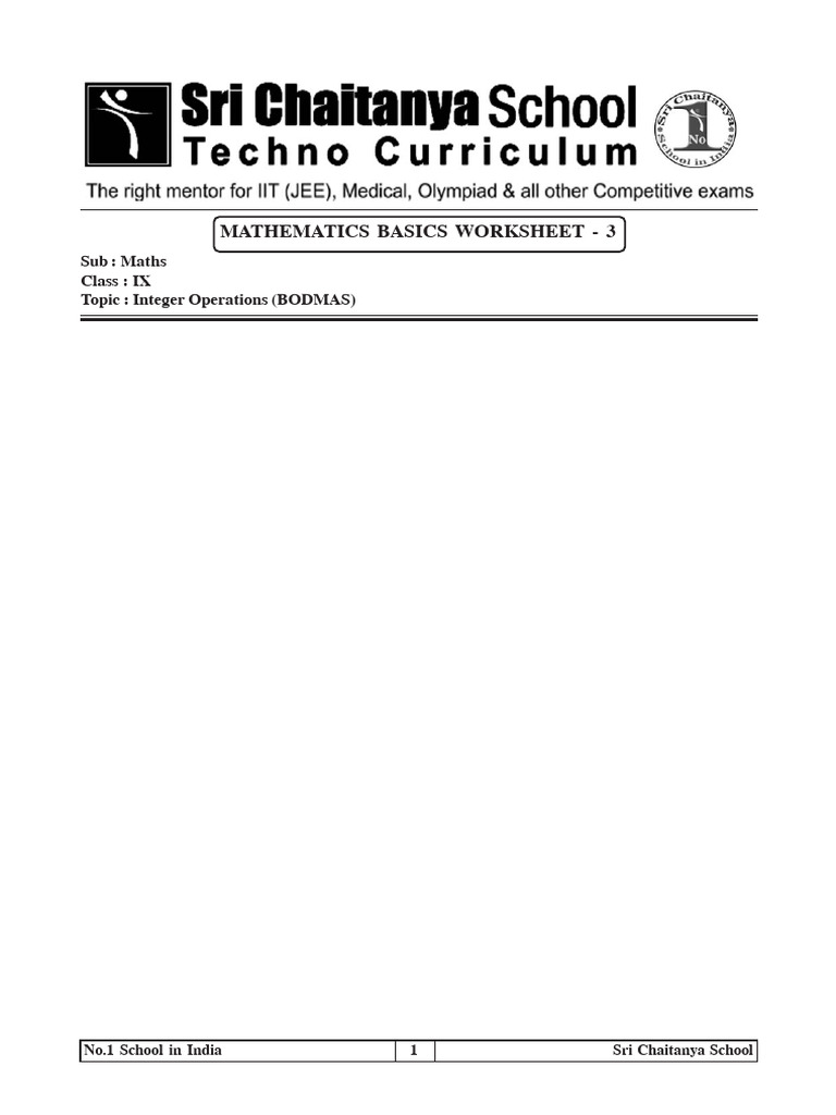 IX Mathematics Basics Work Sheet - 3 | PDF