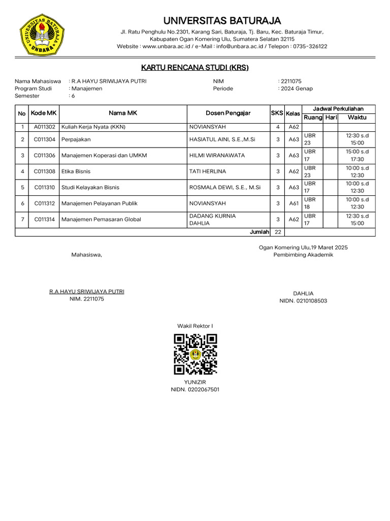 Kartu Rencana Studi (Krs) | PDF