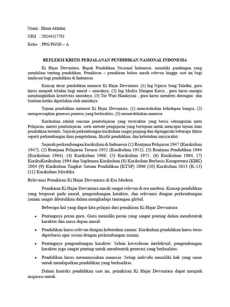 Ilham Akhdan - Lembar Kerja 1.1 Analisis Refleksi Kritis | PDF