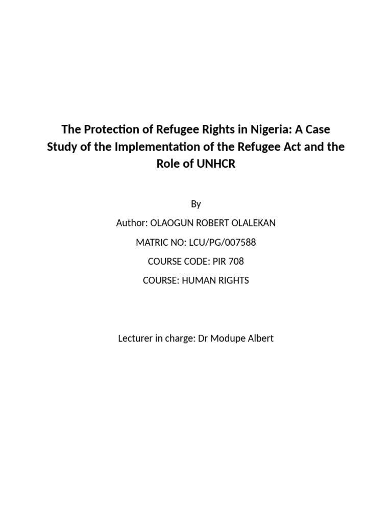 Refugee Rights Protection in Nigeria | PDF | Refugee | Survey Methodology