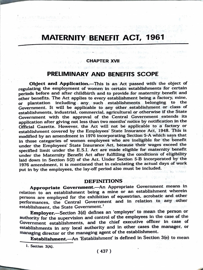 Maternity Benefits Act, 1961 | PDF