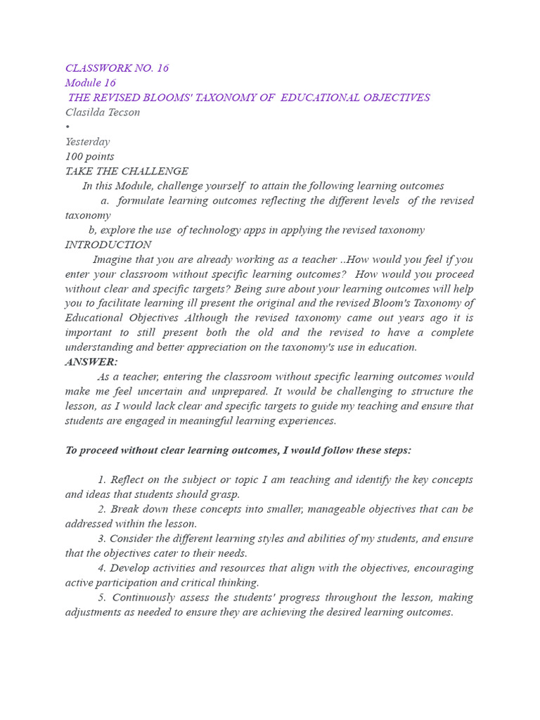 Understanding Revised Bloom's Taxonomy | PDF | Educational Assessment ...