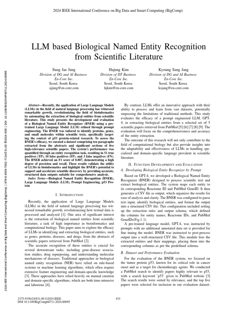 Biological Entity Recognition with LLMs | PDF | Bioinformatics ...