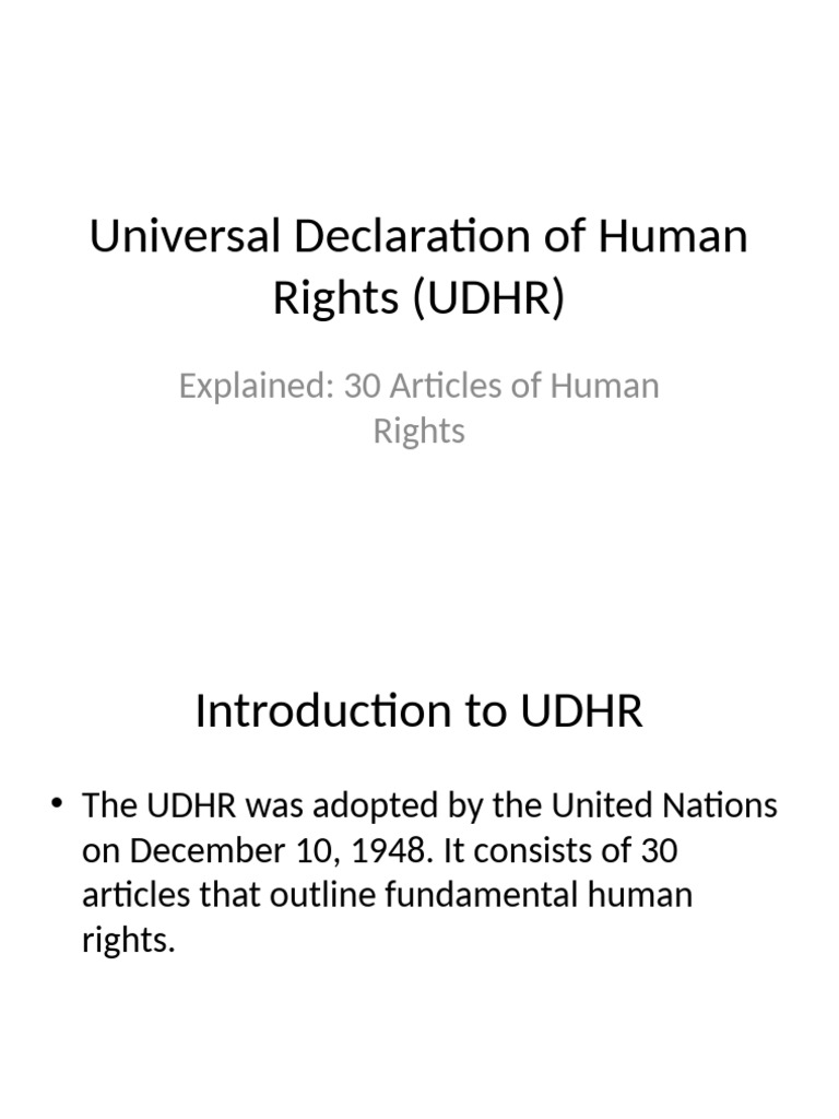 Overview of UDHR's 30 Articles | PDF | European Convention On Human ...