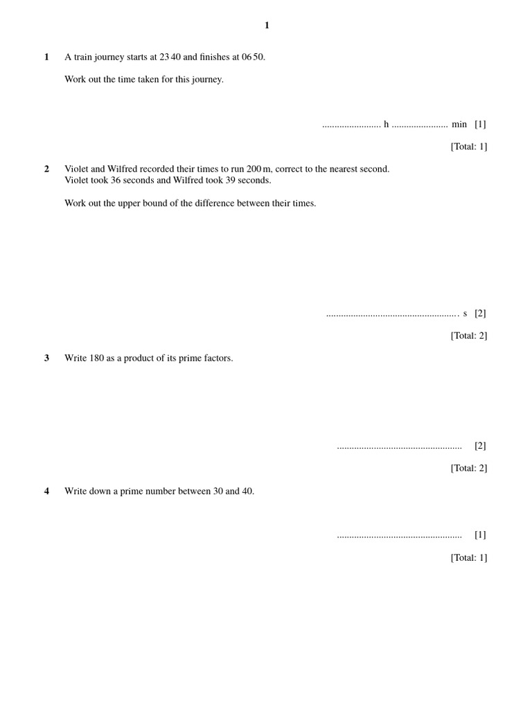 0580 - Non-Calculator - Topic - Questions 2025 - Part4 | PDF