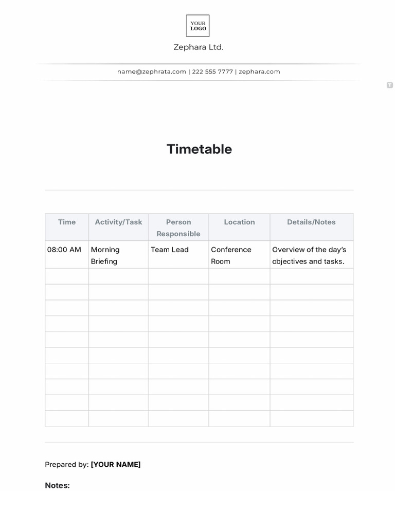 Timetable Template | PDF