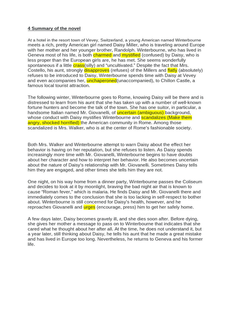 Daisy Miller Analysis | PDF