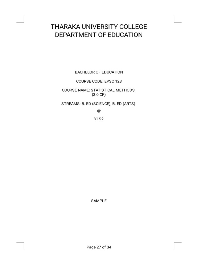 Epsc 123 Statistical Methods in Edc-1 | PDF | Statistics | Variance