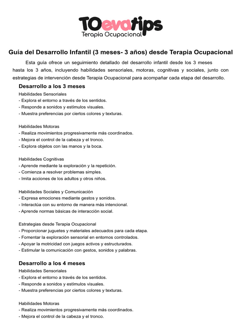 Guia Desarrollo Infantil To 3a3 | PDF | Juguetes | Terapia ocupacional